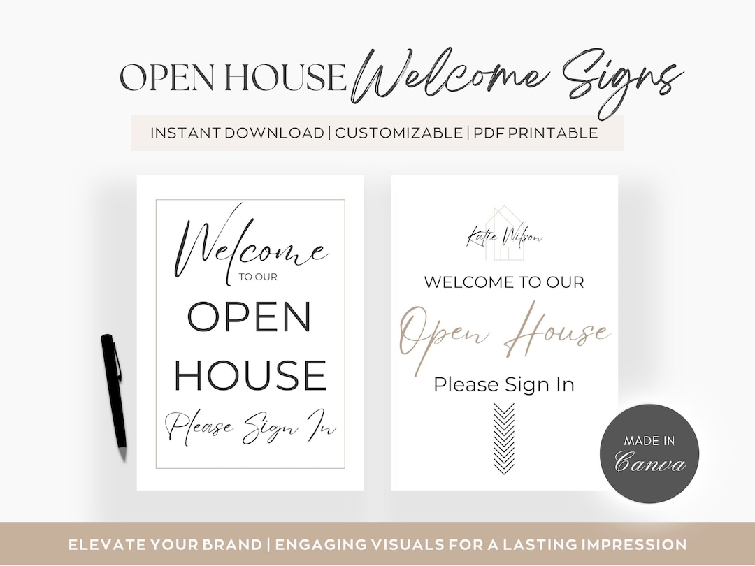Open House Welcome Sign | Realtor Welcome Sign | Welcome to Our Open House | Open House Sign in ...