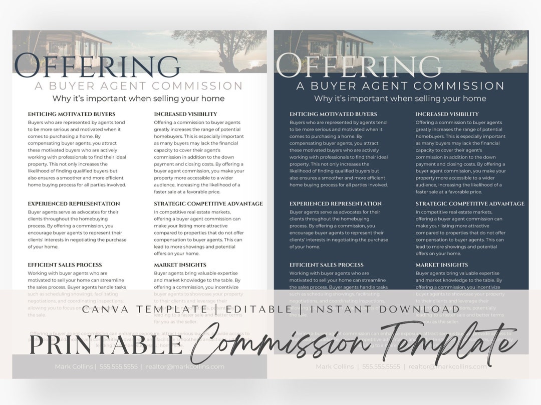 Real Estate Agent Commission Presentation Template (canva Editable ...