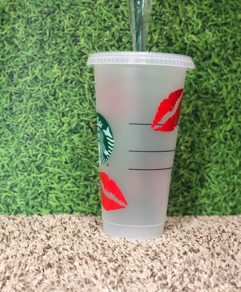 Valentines Starbucks Cold Cup Valentines Cup Kisses Cup - Etsy