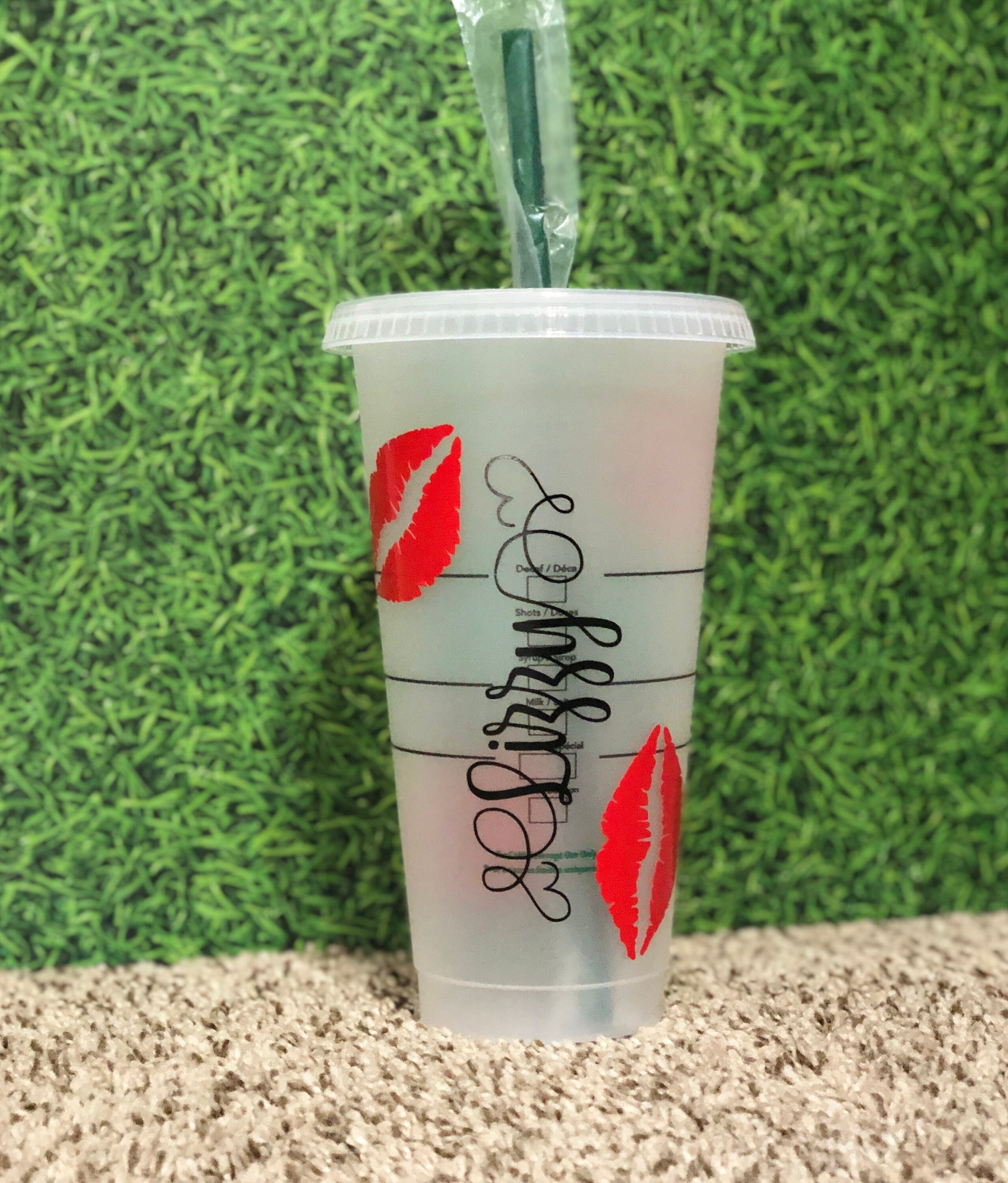 Valentines Starbucks Cold Cup Valentines Cup Kisses Cup | Etsy