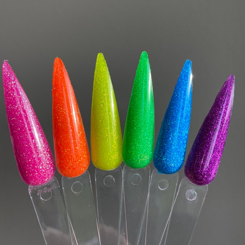 Neon Glitter Collection Acrylic Dip Powder | Etsy
