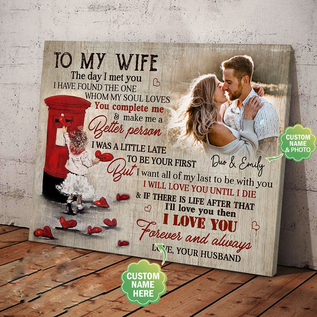 Personalized To My Wife Canvas Husband And Wife Canvas Lover Etsy