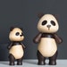 Wooden Panda Figurines, Wood Animal Sculpture, Crafted Wooden Home ...