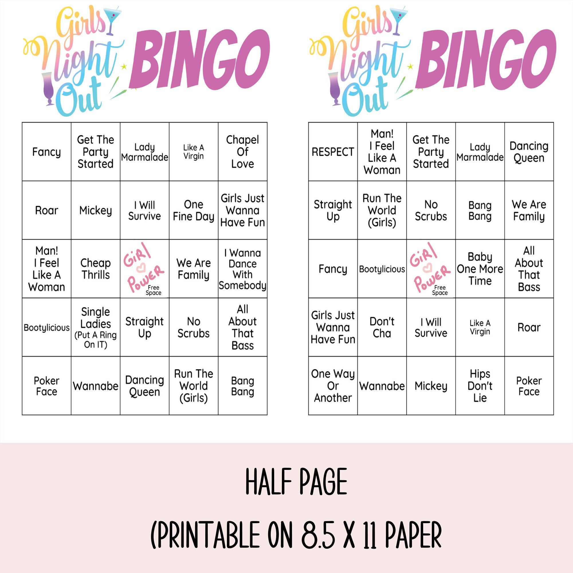Girl's Night Singo Bingo Game, Girls Trip Activities, Girls Night Party ...