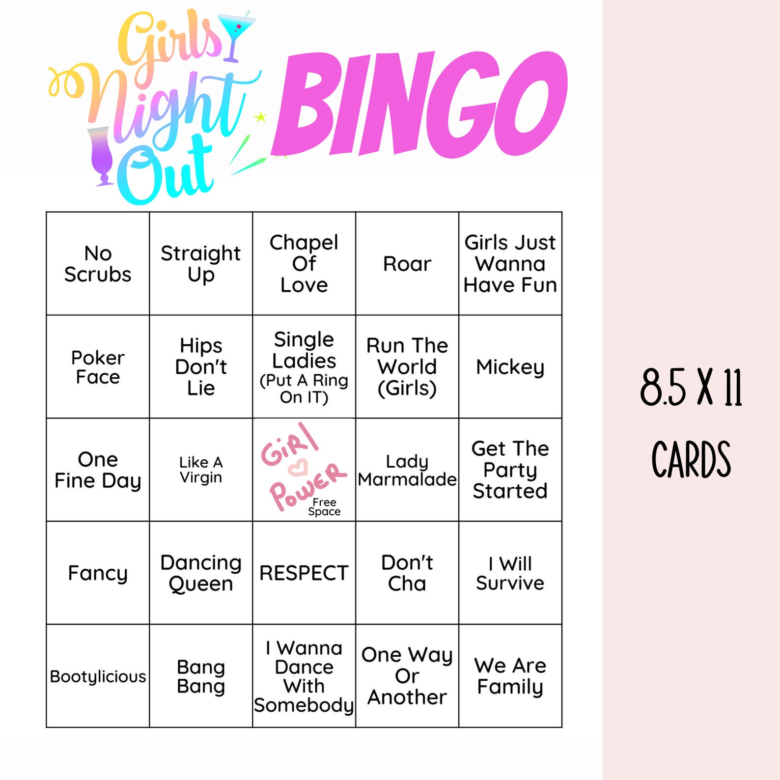Girl's Night Singo Bingo Game, Girls Trip Activities, Girls Night Party ...