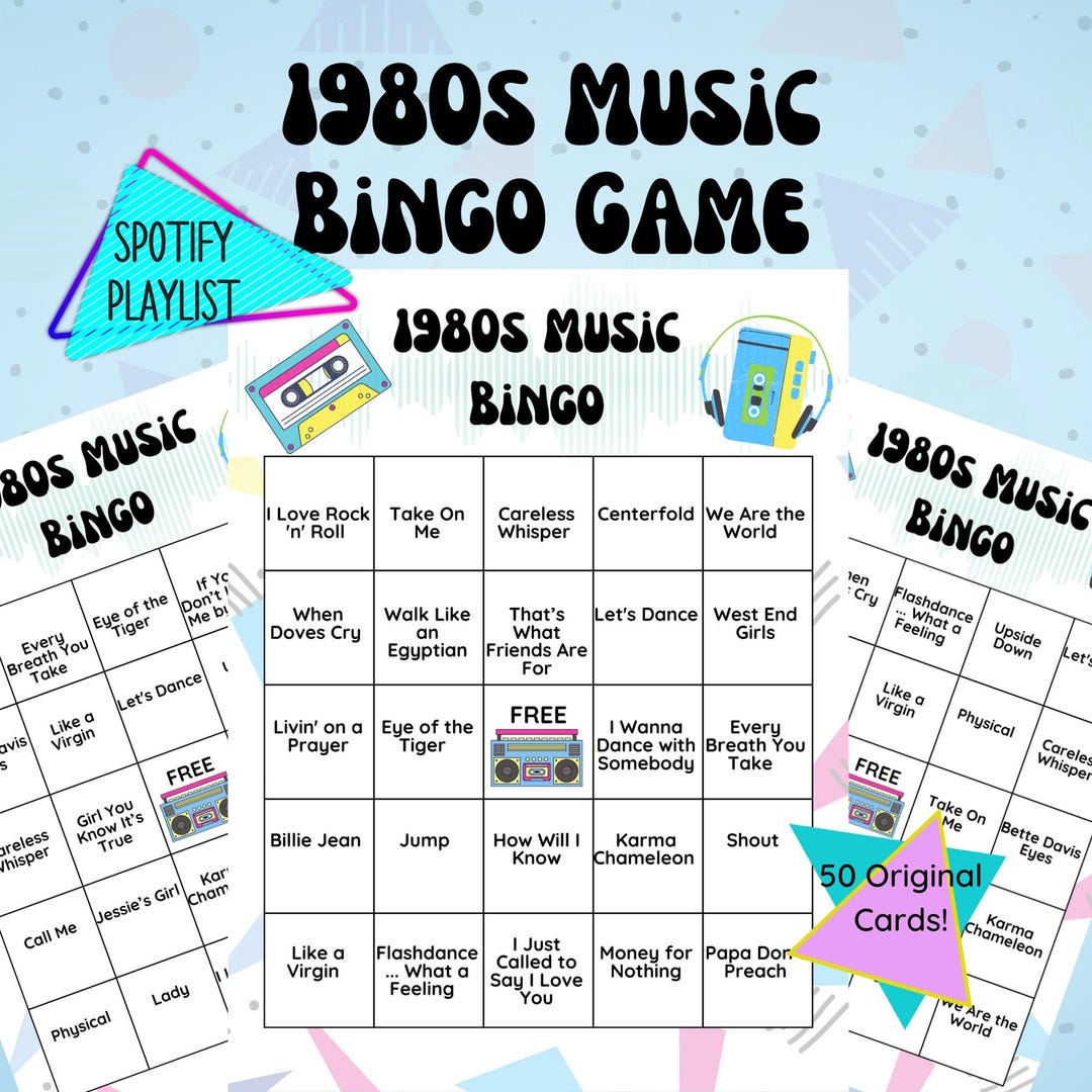 80s Music Bingo, Genx Party Game, Office Party Game, New Year's Party ...