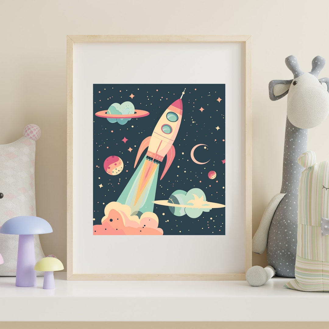 Rocket Poster Spaceship Poster Space Theme Poster Rocketship Print ...