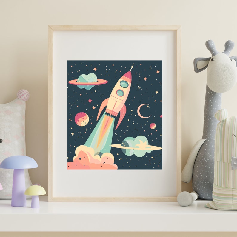 Instant Rocket Poster Spaceship Poster Space Theme Poster Rocketship ...