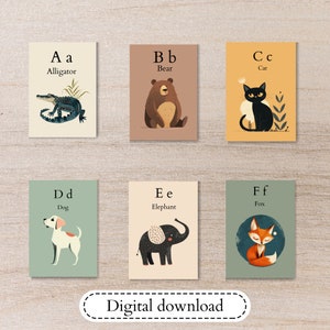 26 Printable Printable Alphabet Flashcards, Animal Alphabet Cards, Kids ...