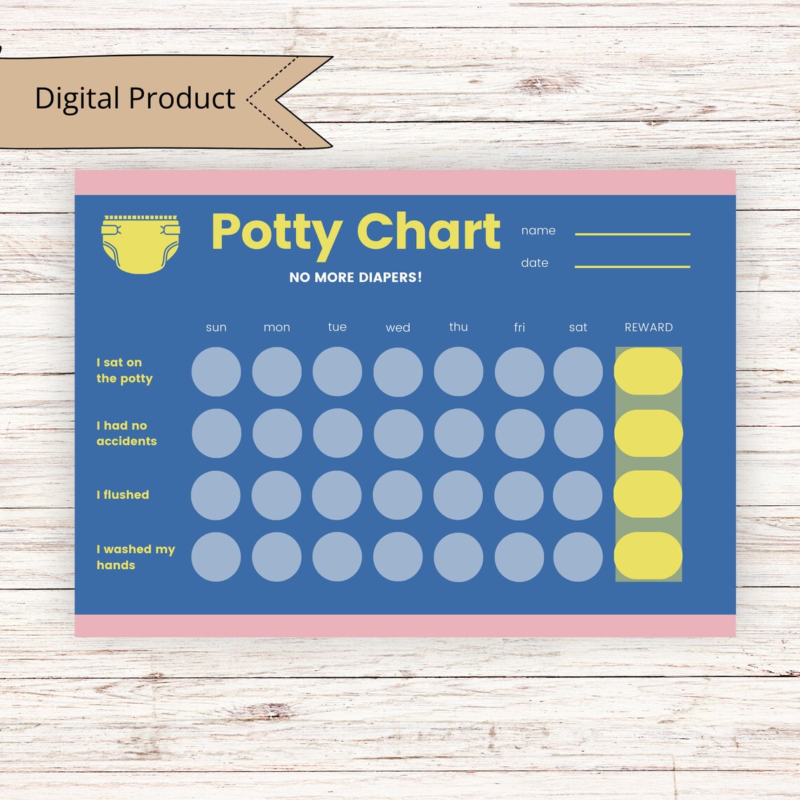 Downloadable Potty Training Chart, Set of Potty Training Charts, Potty ...