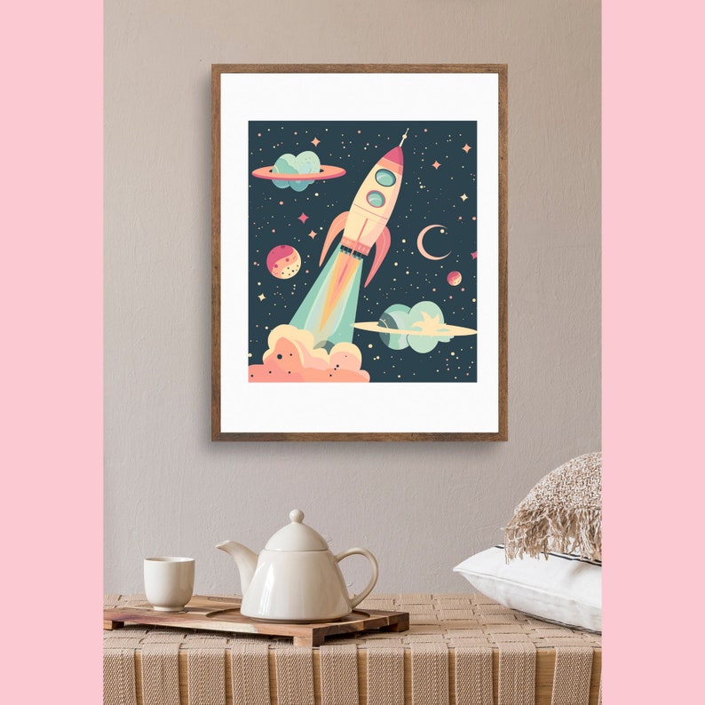 Instant Rocket Poster Spaceship Poster Space Theme Poster Rocketship ...