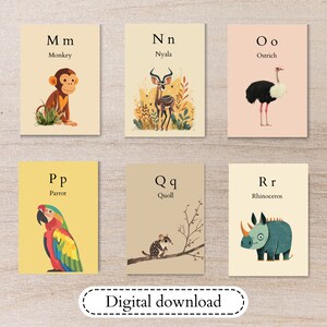26 Printable Printable Alphabet Flashcards, Animal Alphabet Cards, Kids ...