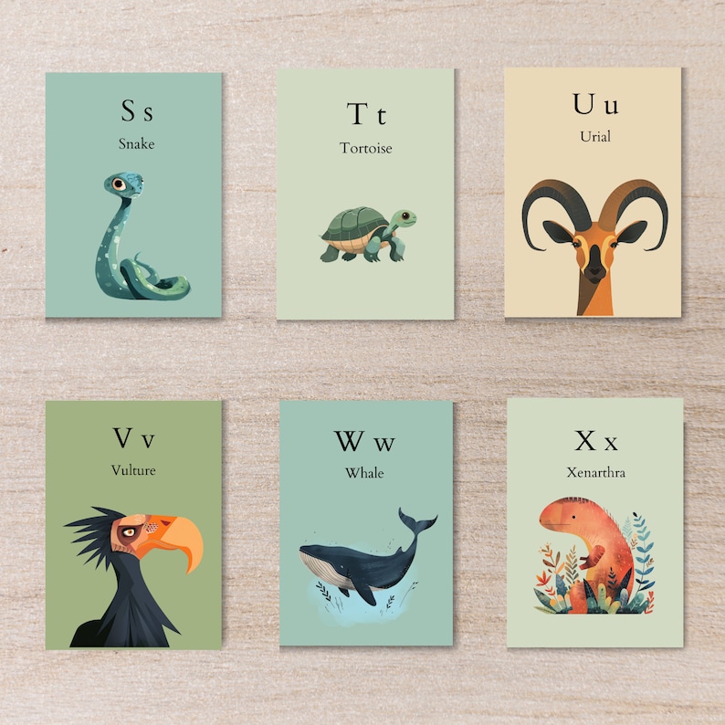 26 Printable Alphabet Flashcards, Animal Alphabet Cards, Kids ...