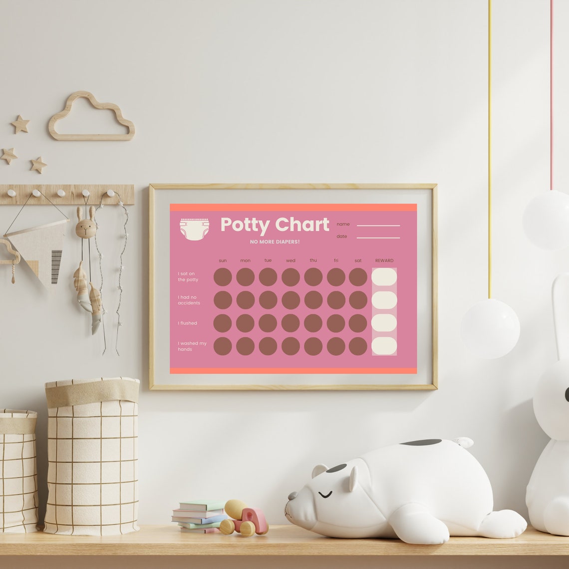 Downloadable Potty Training Chart, Set of Potty Training Charts, Potty ...
