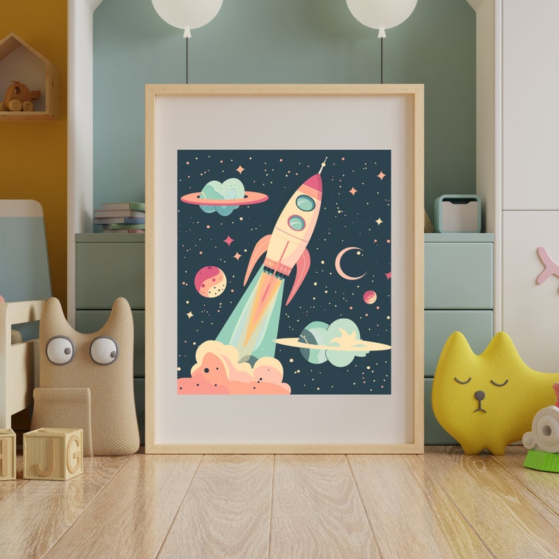Instant Rocket Poster Spaceship Poster Space Theme Poster Rocketship ...