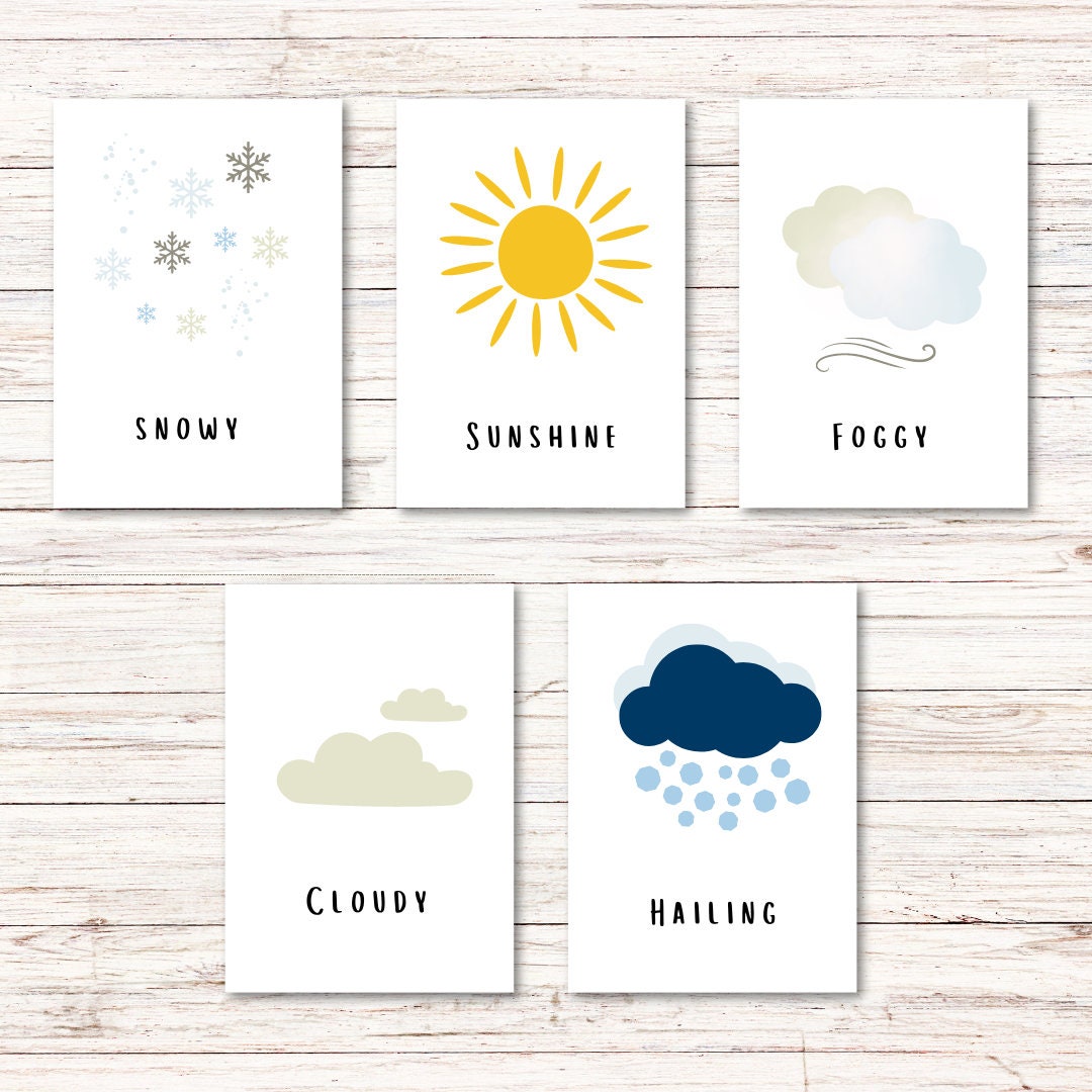 Weather Flashcards Weather Cards Flashcards Flashcards for - Etsy