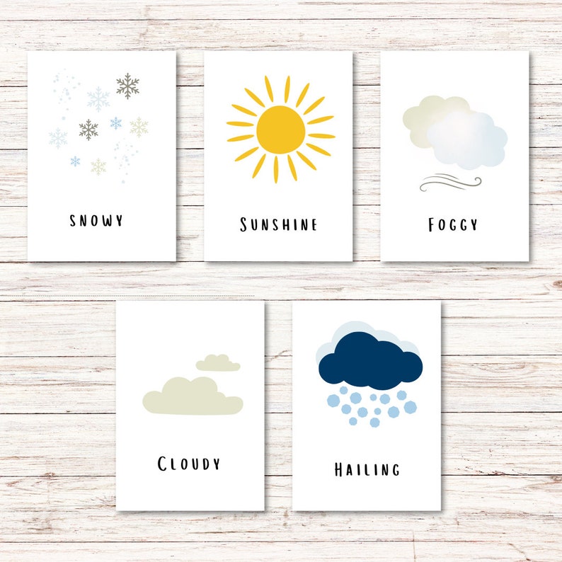 Weather Flashcards, Weather Cards, Flashcards, Flashcards for Kids ...