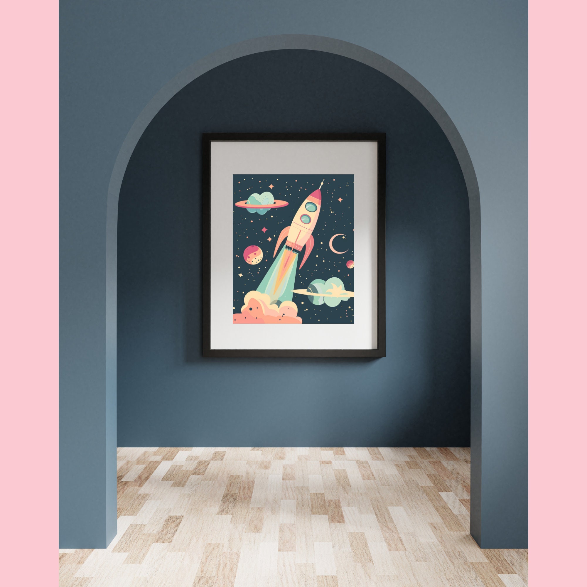 Instant Rocket Poster Spaceship Poster Space Theme Poster Rocketship ...