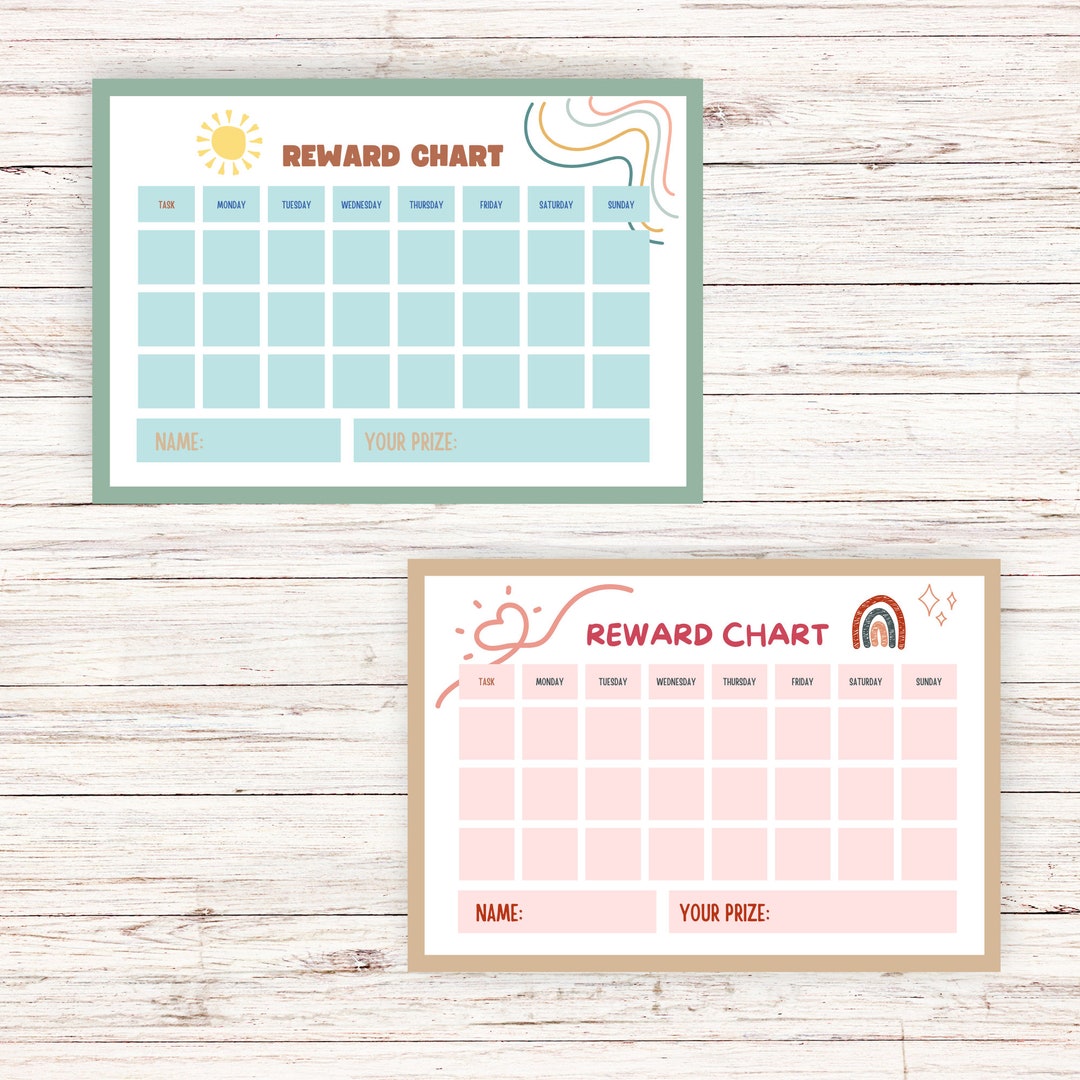Instant Kids Chore Reward System Bundle - Set of 2 Printable Charts - Etsy