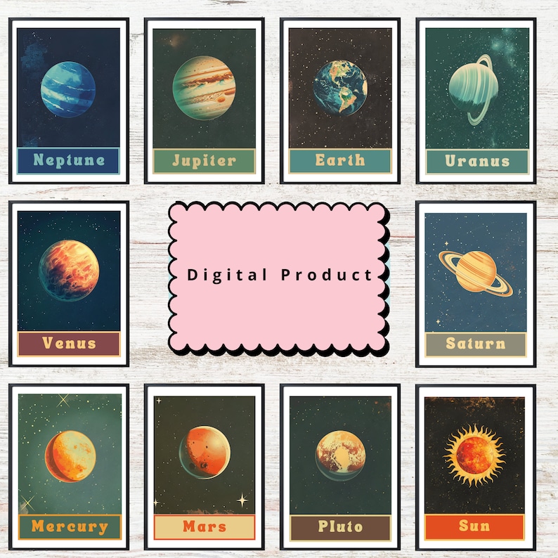 Printable Planet Posters Set Solar System Posters Nursery Wall Art for ...