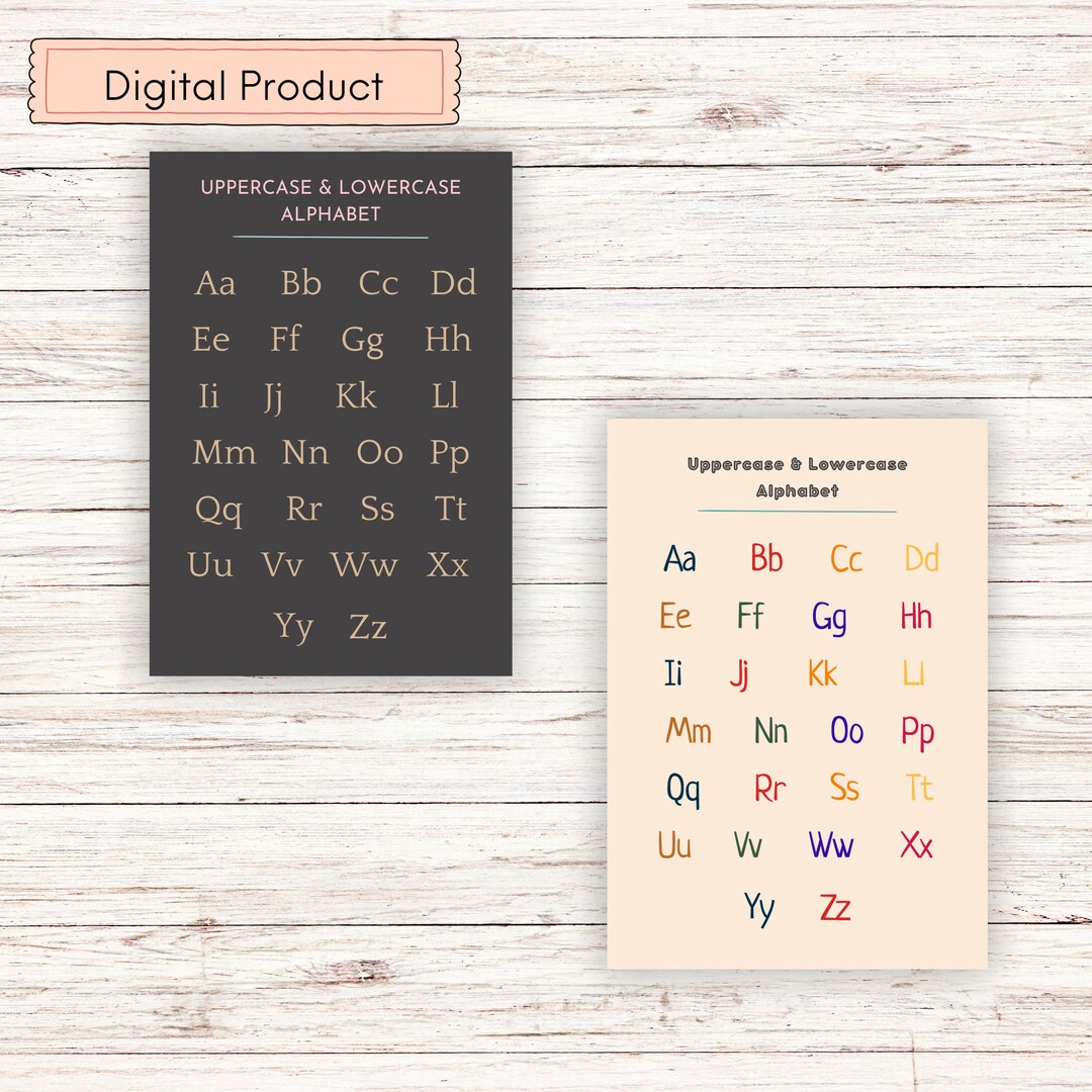 Alphabet Uppercase Lowercase Poster Set of 2 Alphabet Posters for ...