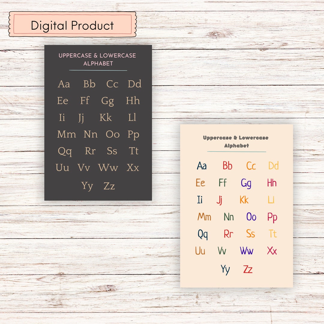 Uppercase Lowercase Poster Set of 2, Printable Alphabet Poster ...