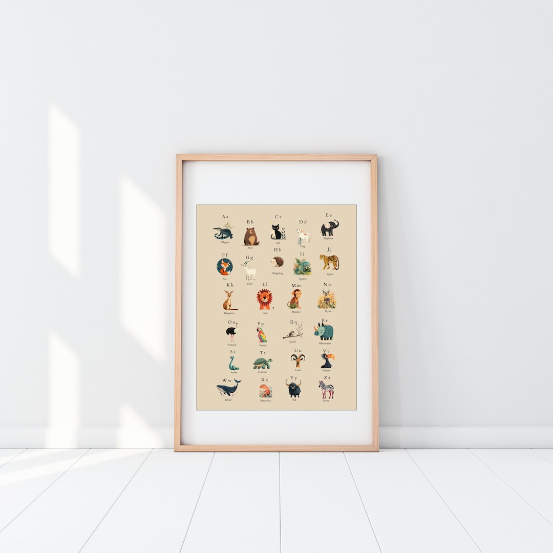 Printable Animal Alphabet Poster Educational A-Z Animal Print for Kids ...