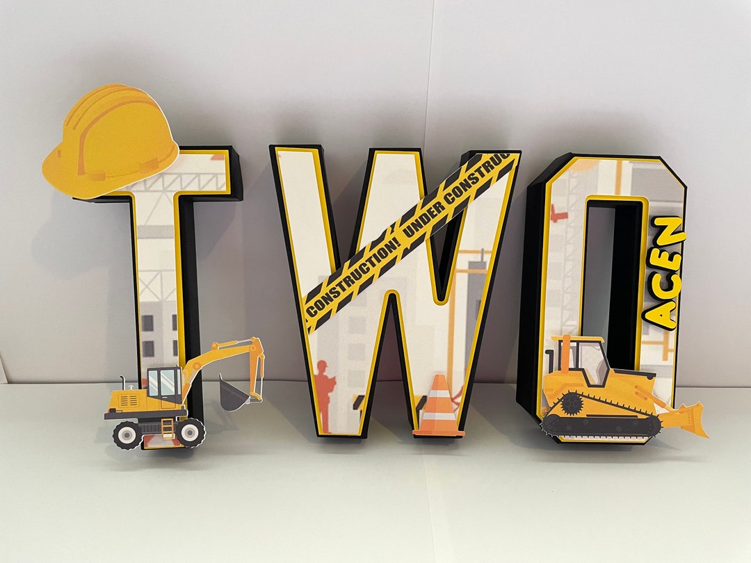 3D Letter, Construction Theme Party, Construction Party Supplies, 3D ...