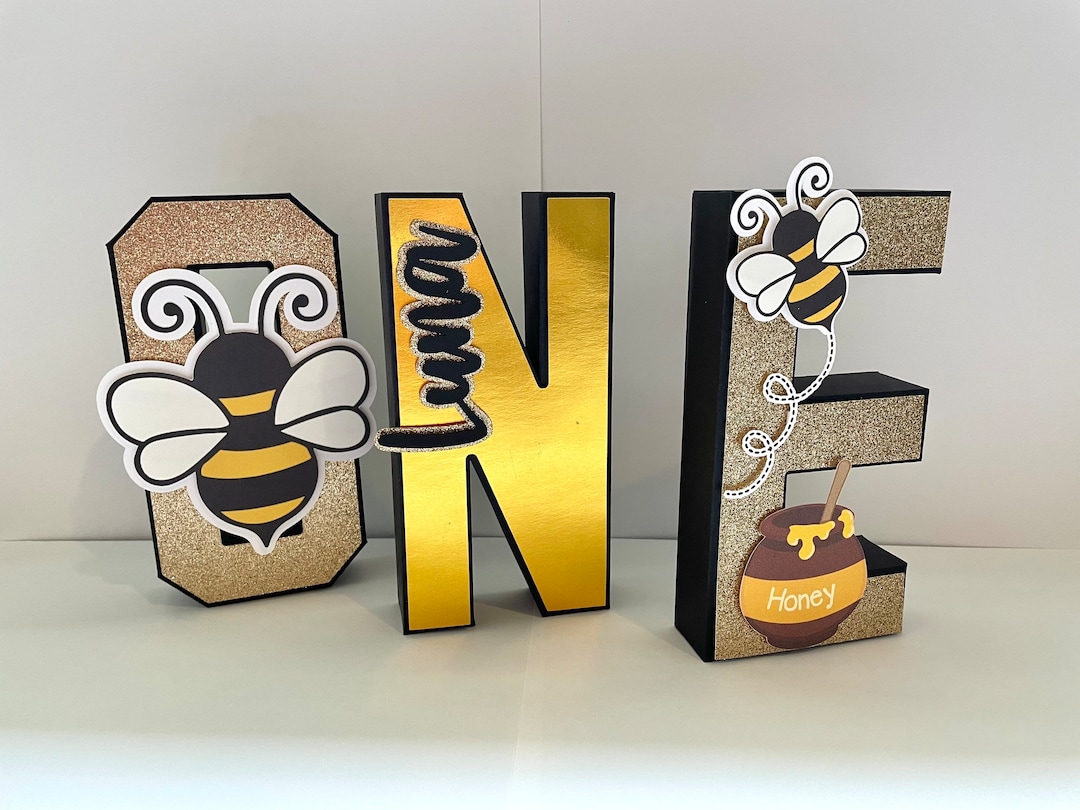 Bee Party Decorations, Bee One 3D Letter, Bumble Bee Birthday, Bee ...