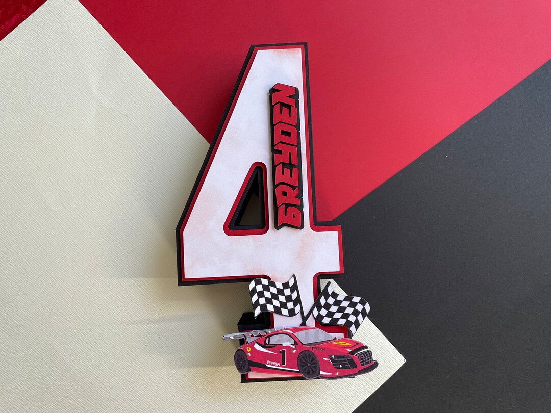 Race Car 3D Number, Racing Party Decor, Car Party Decoration, Race Car ...