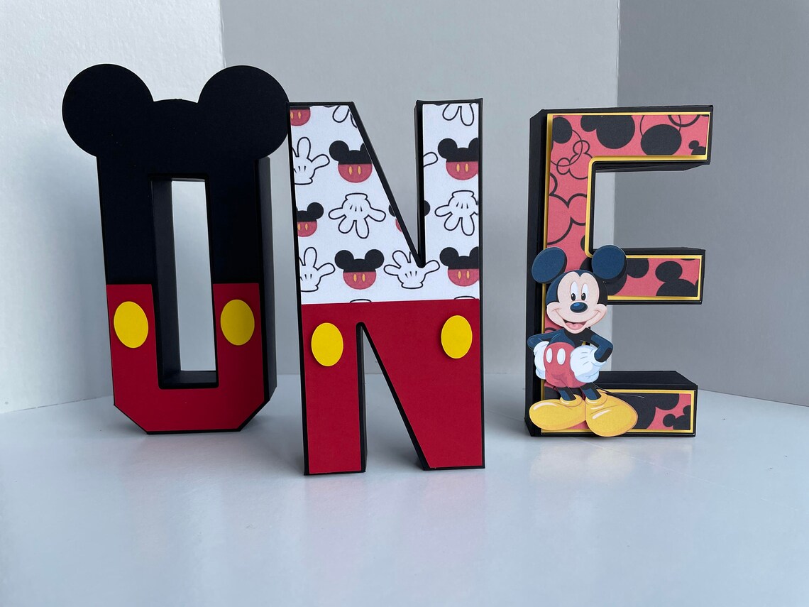 3D Letters Mickey Mouse One Mickey Party Supplies Custom 3d - Etsy