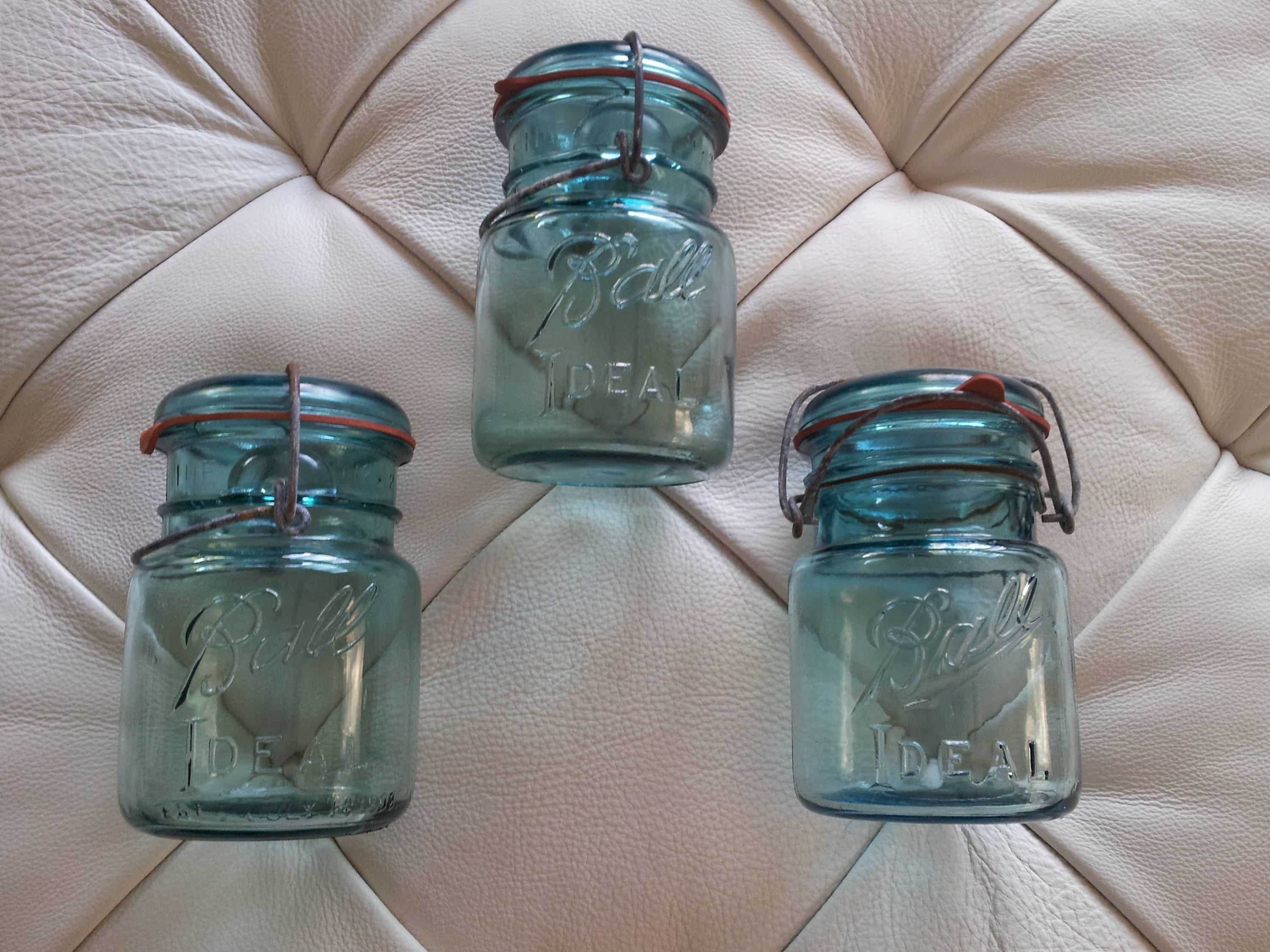 Vintage Antique Bail Wire Jars Blue Acqua Color Set of 3 - Etsy