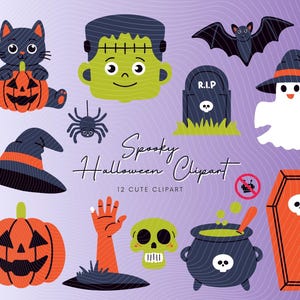 Cute Haunted Halloween Clipart Adorable Halloween Characters SVG, PNG ...