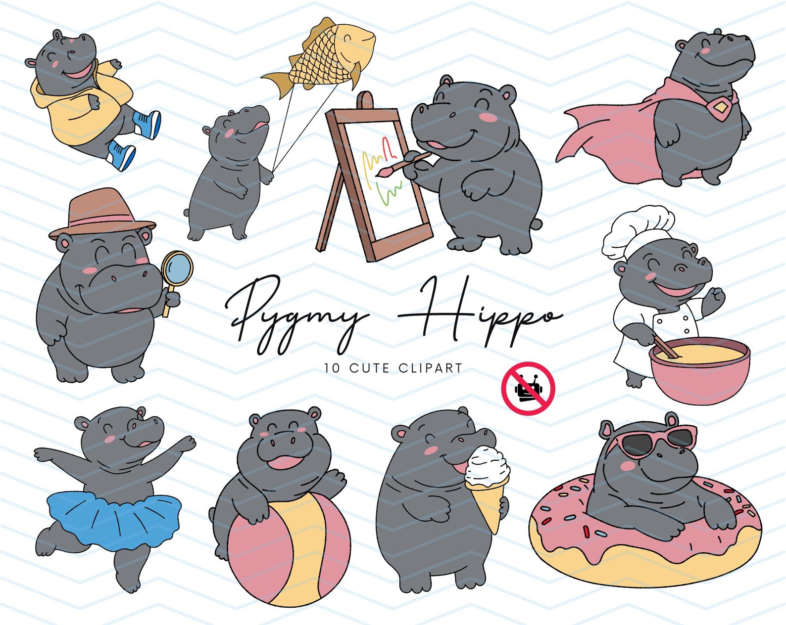 Moo Deng Clipart Adorable Pygmy Hippo PNG Baby Hippo Doodle Cute Hippo ...