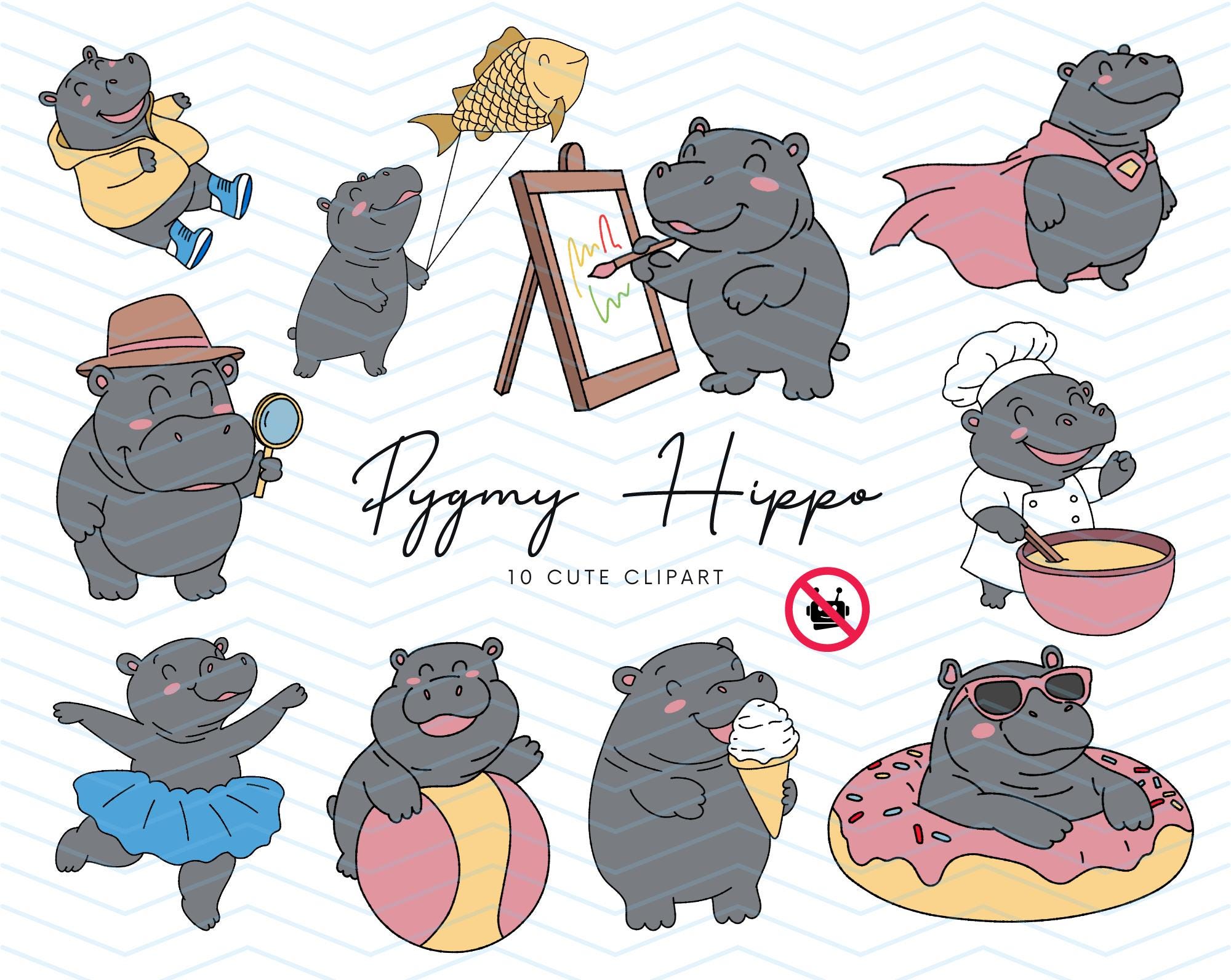 Moo Deng Clipart Adorable Pygmy Hippo PNG Baby Hippo Doodle Cute Hippo ...