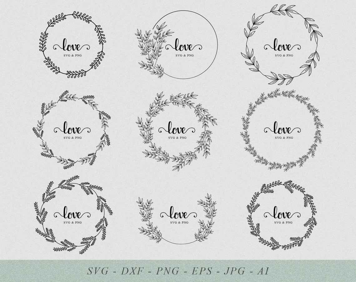 Hand-drawn Wreath Svg Bundle | Svg and Png Files for Cricut | Svg ...