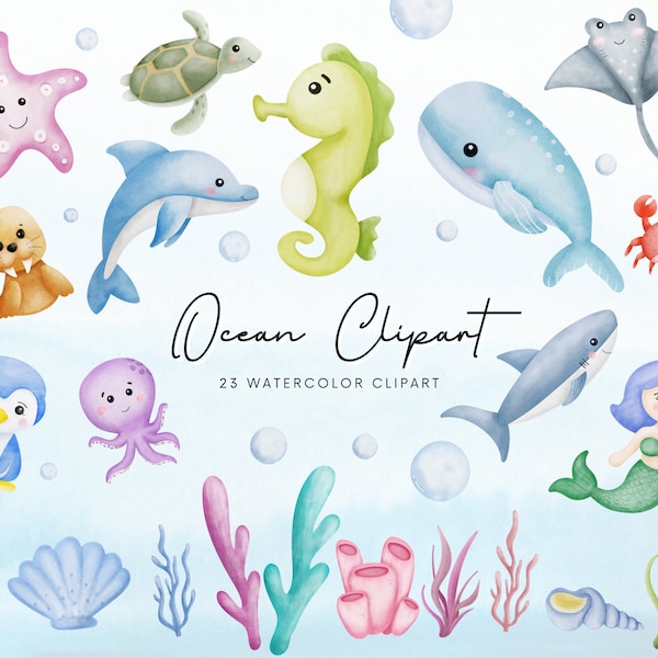 Sea Animal Clipart - Etsy