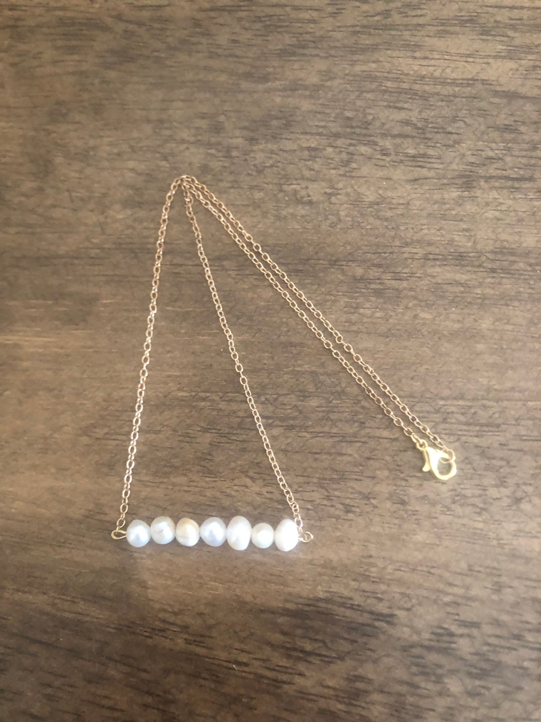 Pearl Bar With Gold Necklace-statement Necklace-handmade Necklace-gift ...