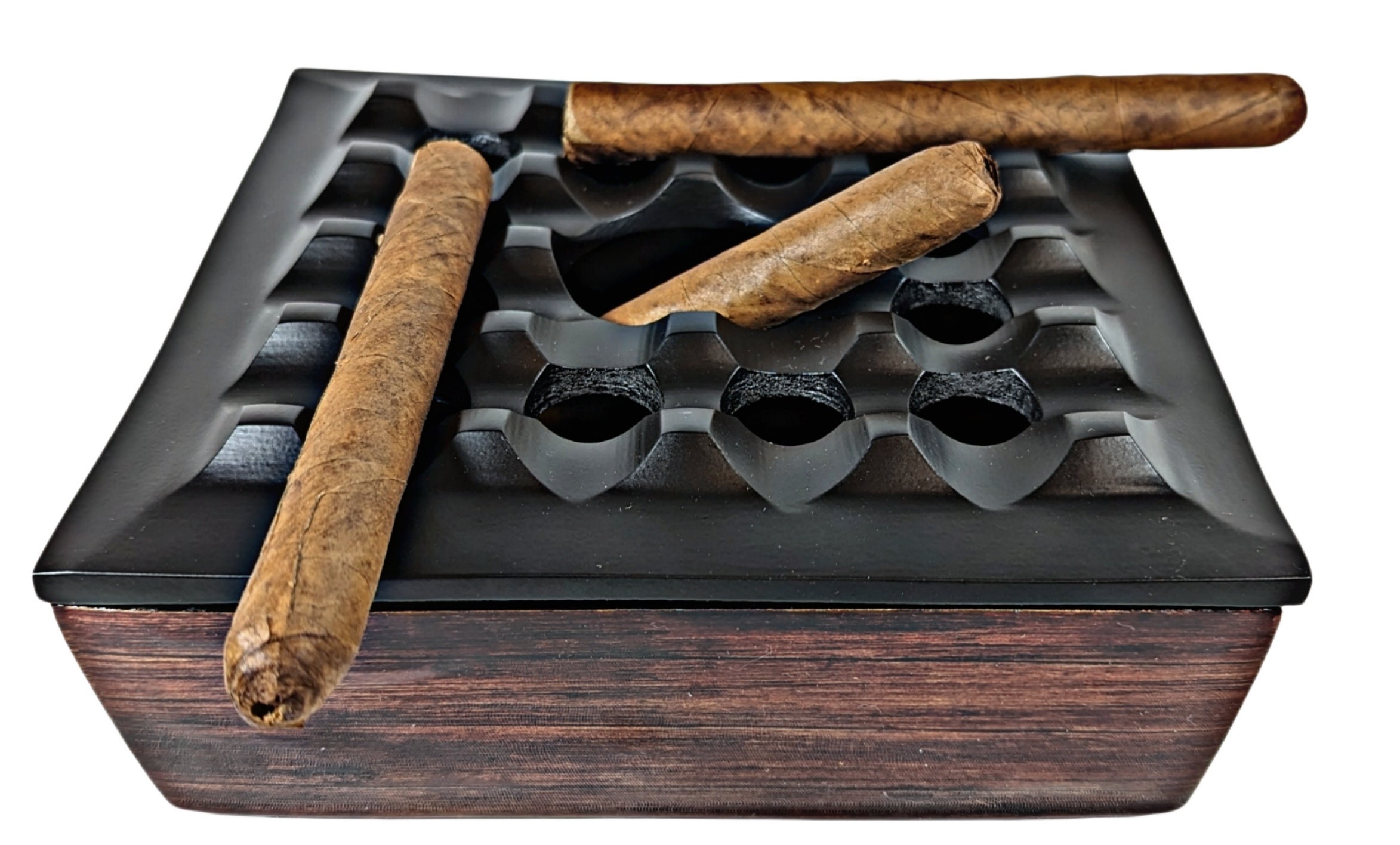 Ashtray With Lid for Cigar Metallic Wood Design Windproof - Etsy