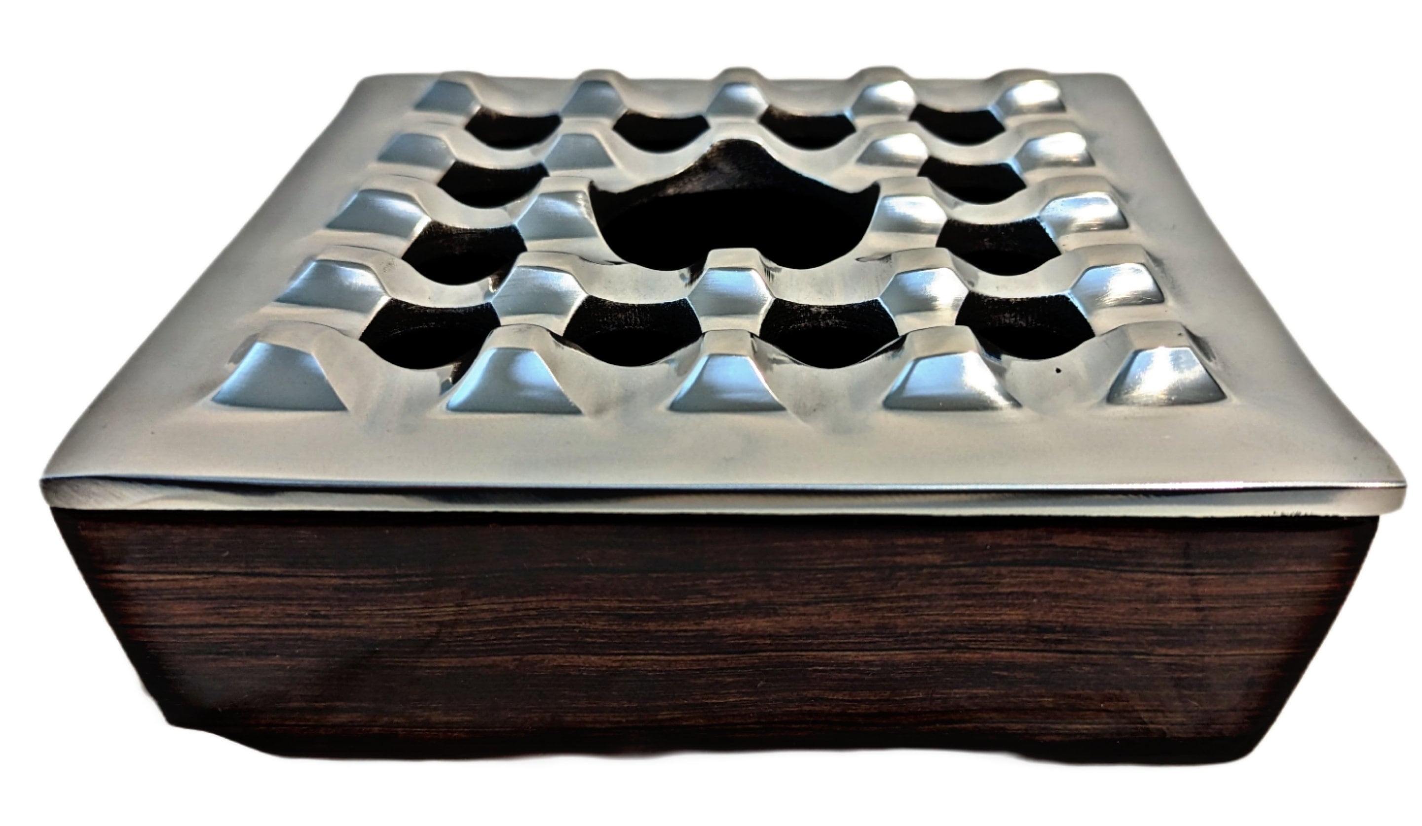 Ashtray With Lid for Cigar, Metallic Wood Design, Windproof Ashtrays ...