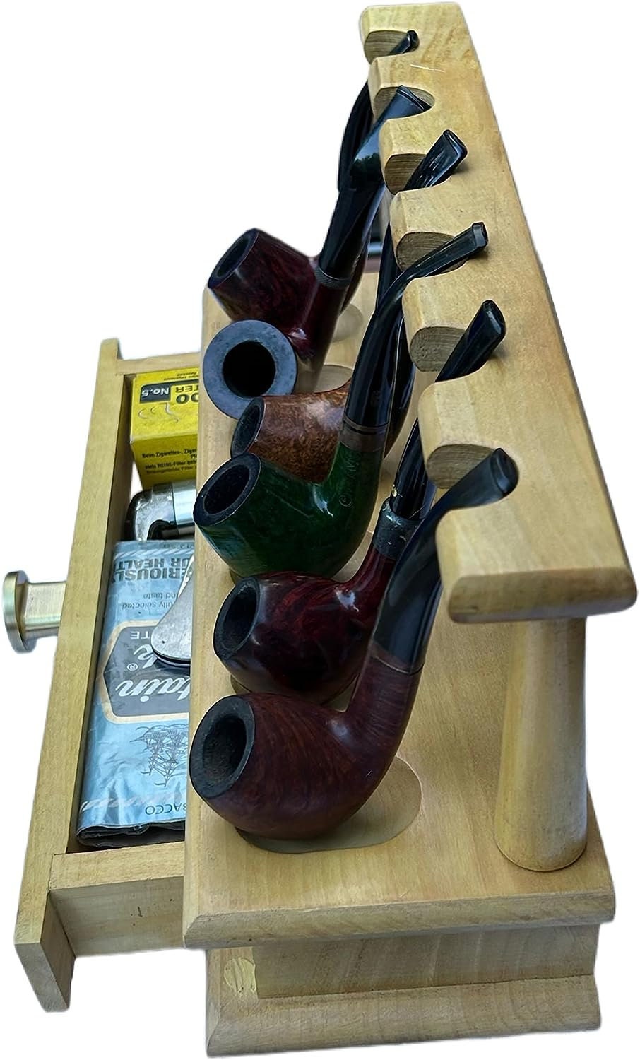 Tobacco Pipe Stand Wooden Tobacco Pipes Display Rack Holder for 6 Pipes ...