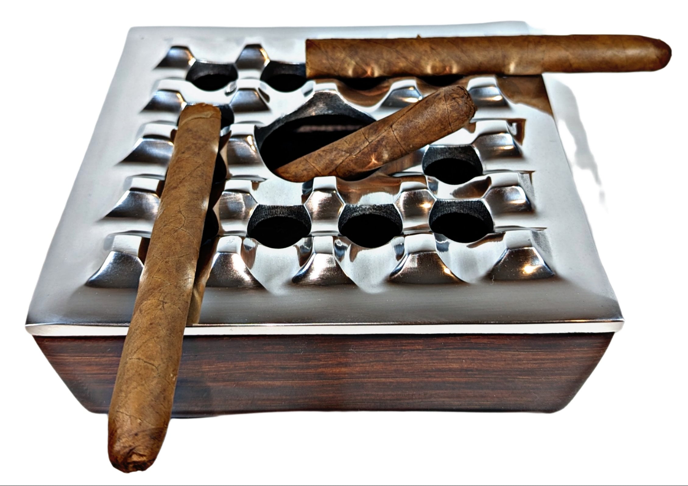 Ashtray With Lid for Cigar Metallic Wood Design Windproof - Etsy