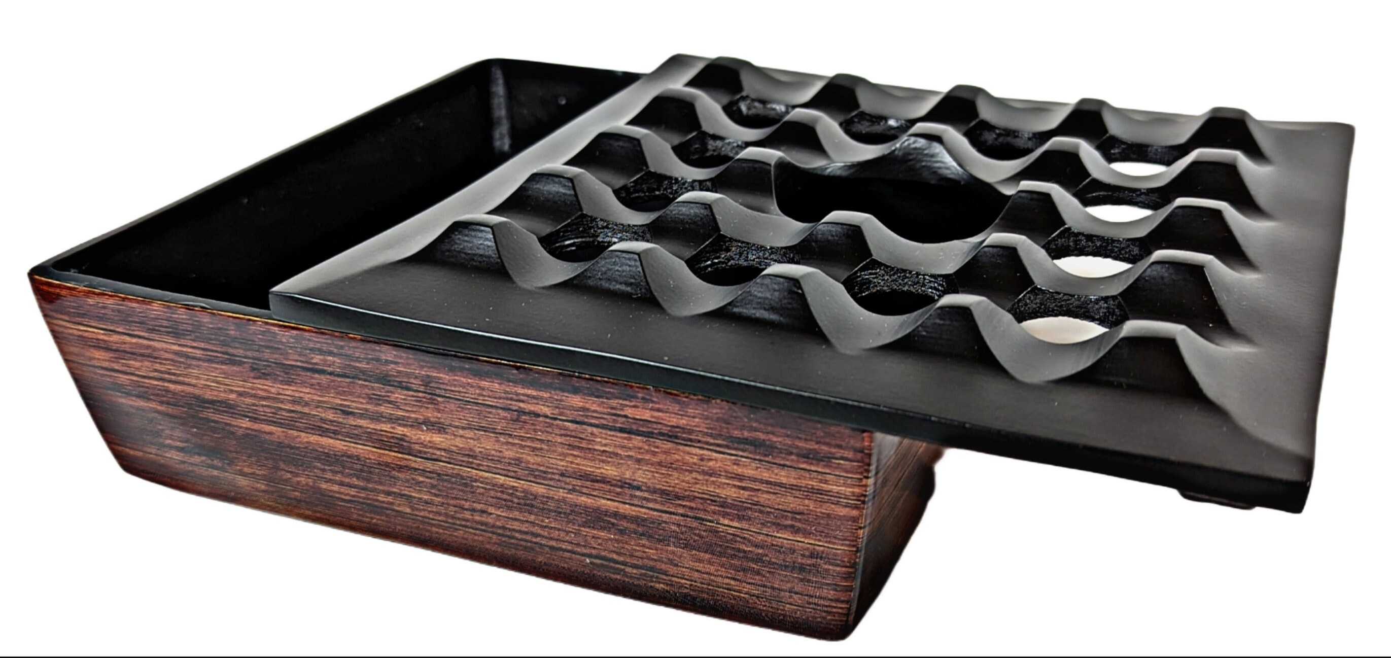 Ashtray With Lid for Cigar Metallic Wood Design Windproof - Etsy