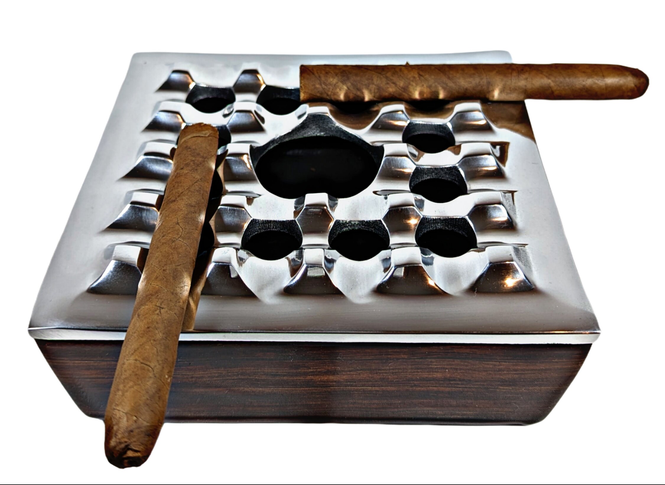 Ashtray With Lid for Cigar Metallic Wood Design Windproof - Etsy