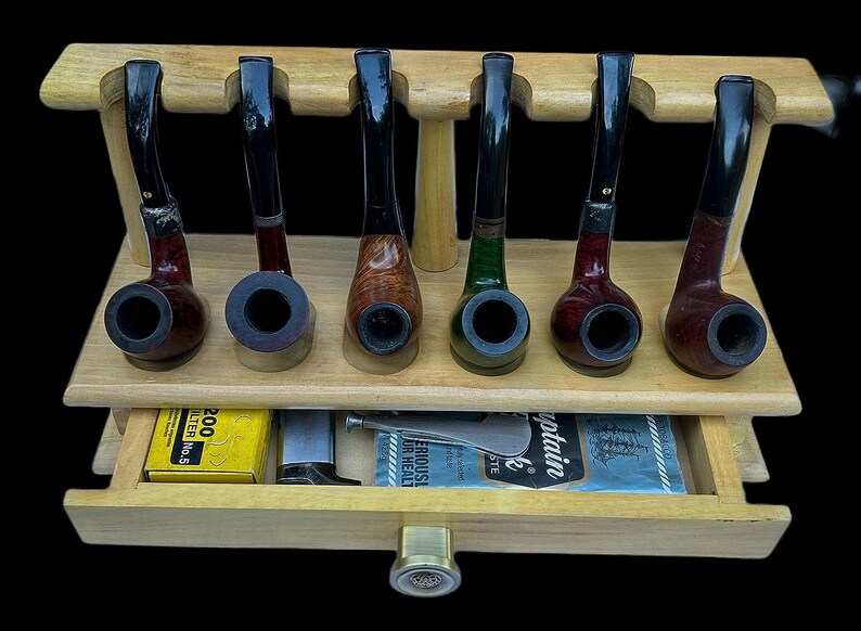 Tobacco Pipe Stand - Wooden Tobacco Pipes Display Rack Holder for 6 ...