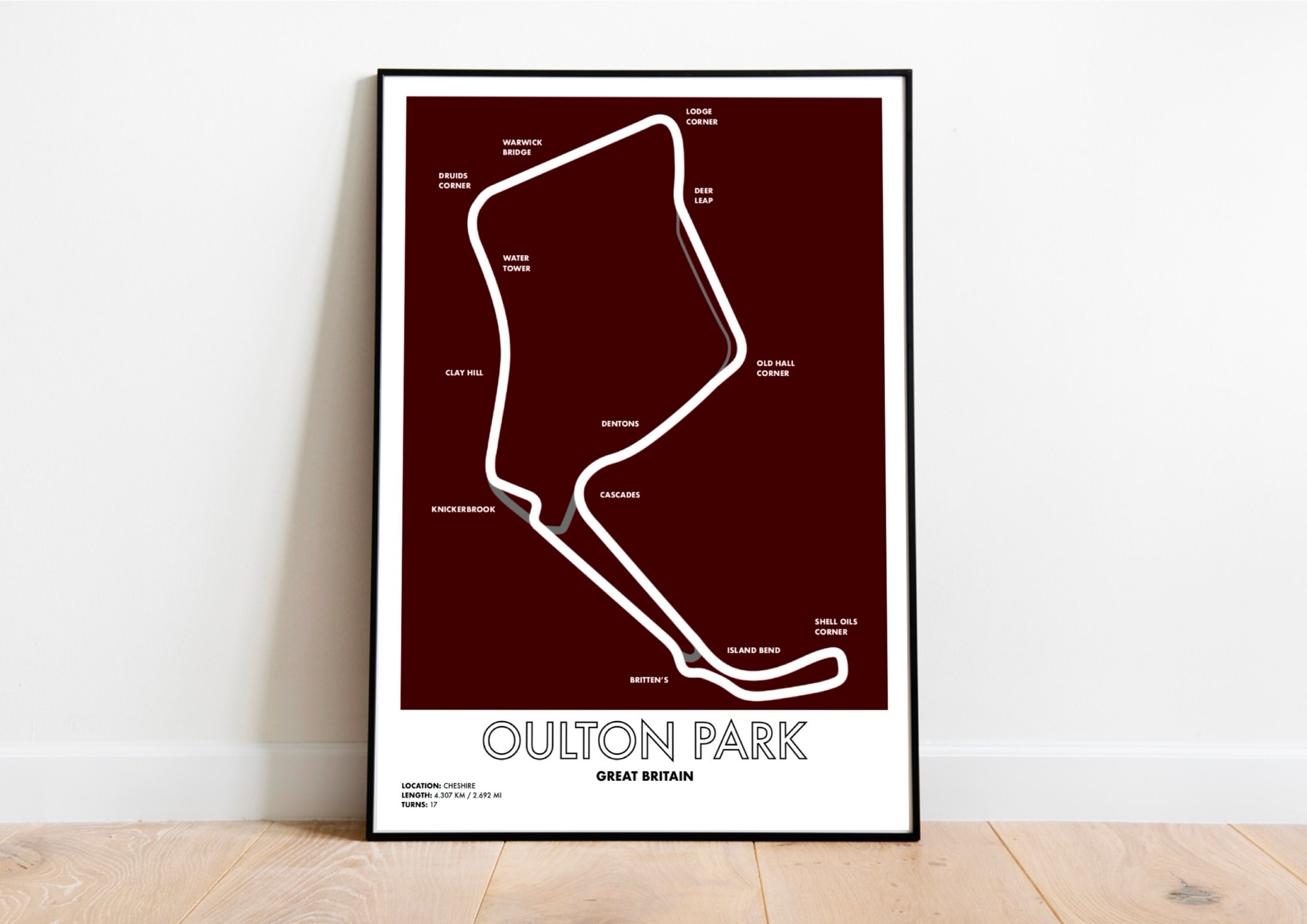 Oulton Park Track Map- Motor Racing Circuit England British Touring Car ...