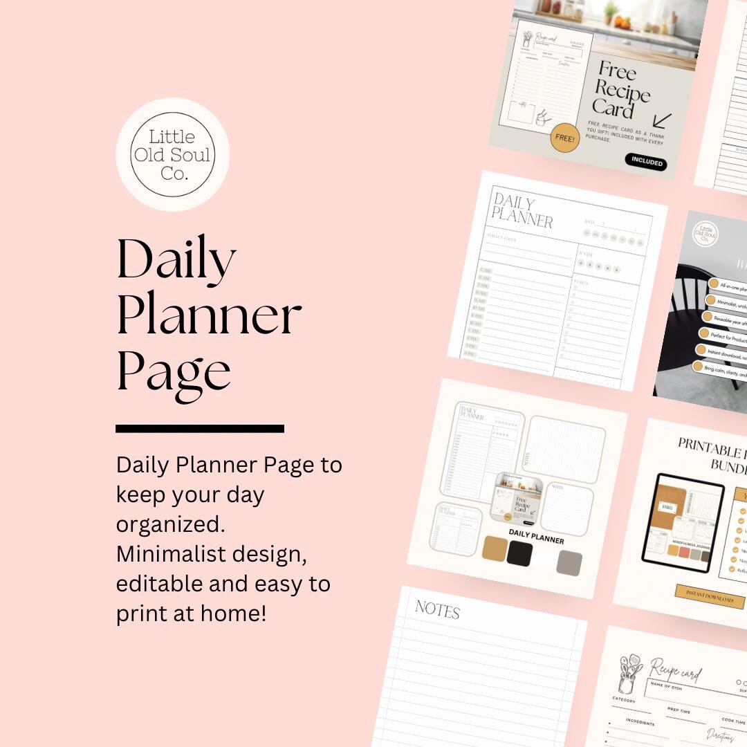 Minimalist Daily Planner Bundle: Printable Productivity Pages (PDF) - Etsy