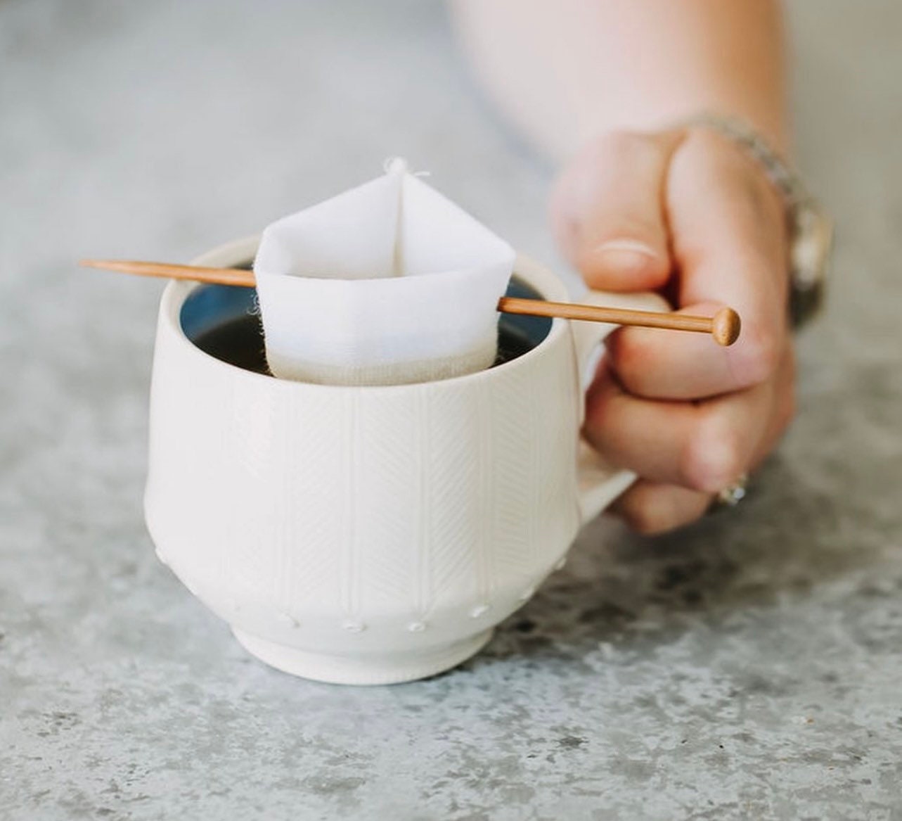 REUSABLE TEA BAGS Balancing Stick Organic Cotton Tea Bag Tea Steeping ...