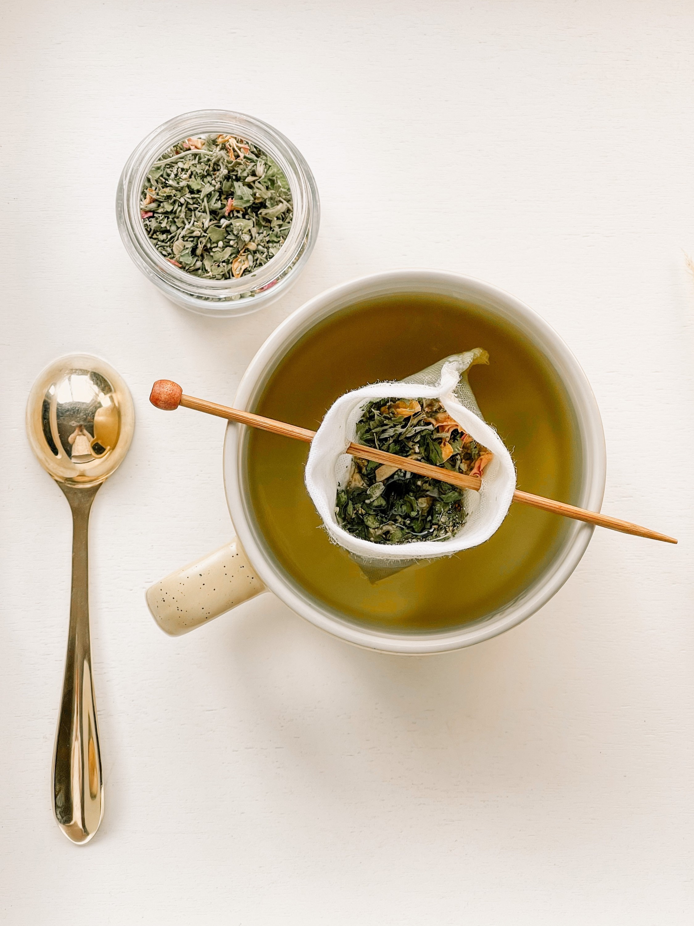 REUSABLE TEA BAGS Balancing Stick Organic Cotton Tea Bag Tea Steeping ...