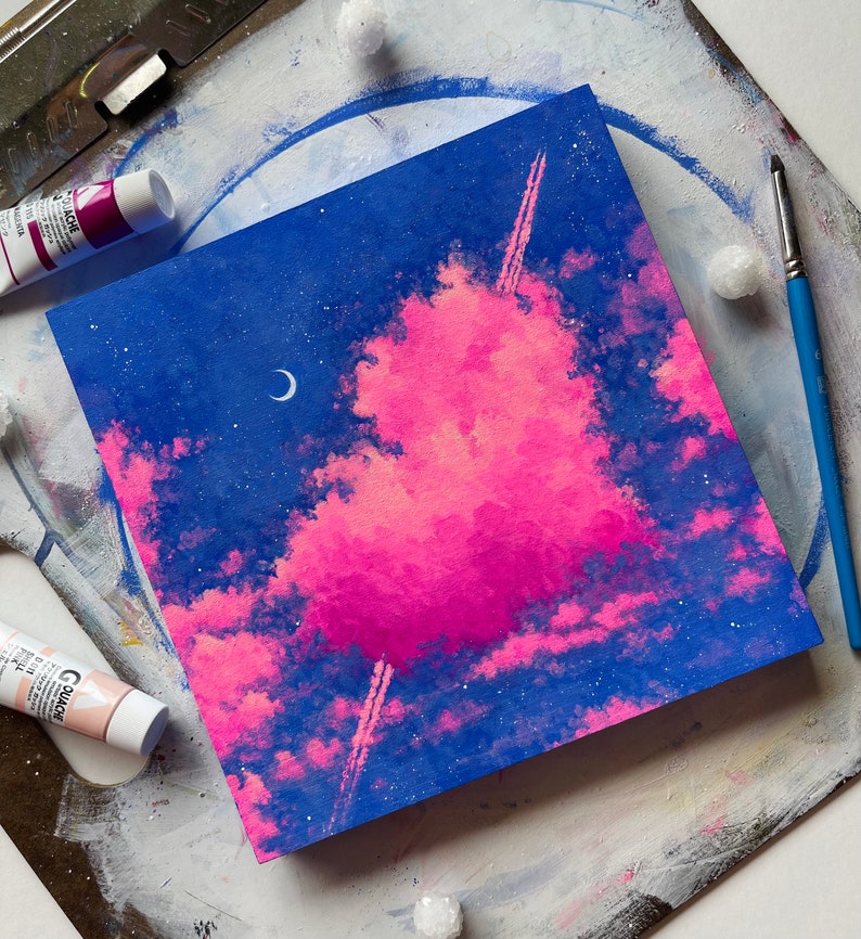 Pink Dreams Original Cloudscape Painting // Cloud Painting // Aesthetic ...